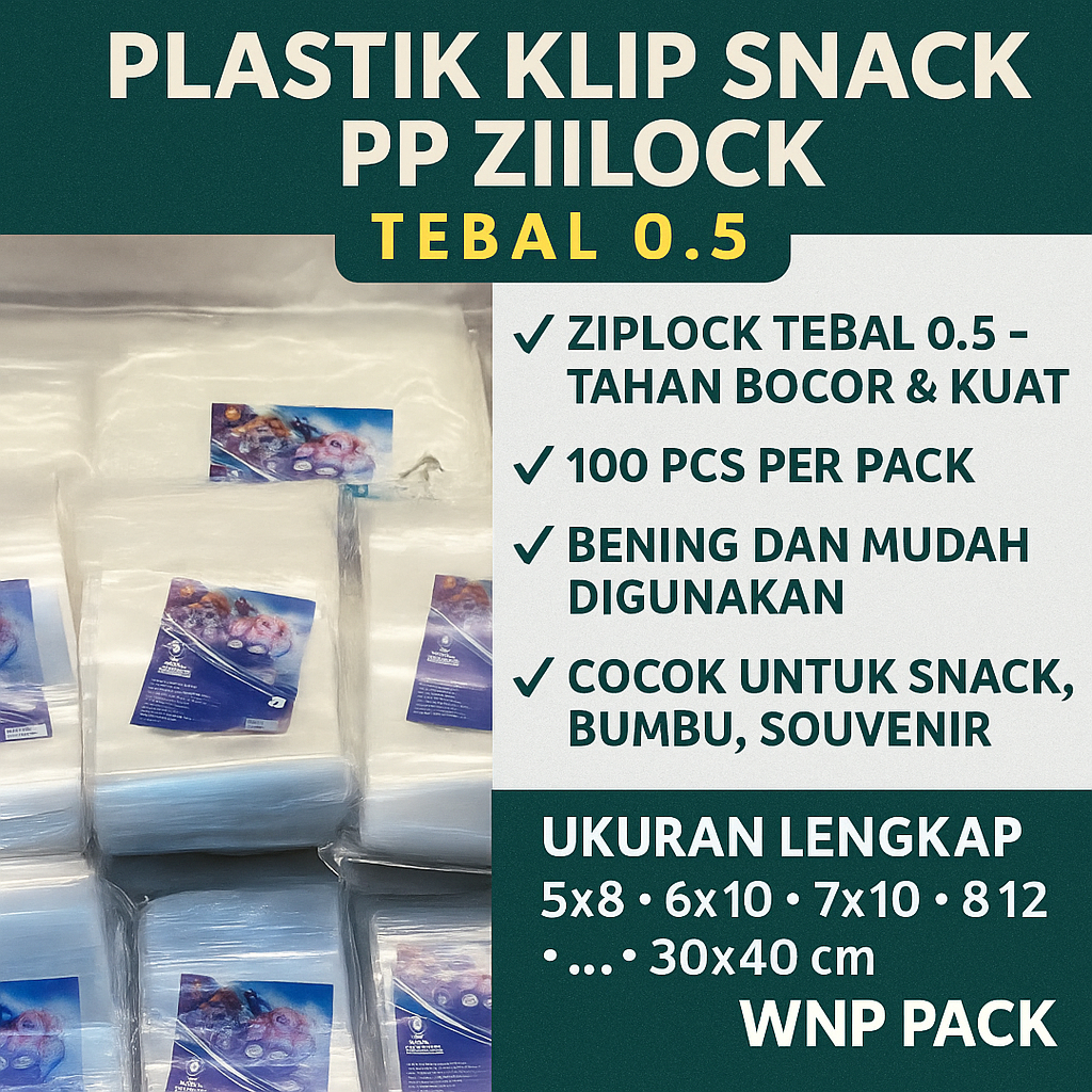 Jual Plastik Klip Snack PP BENING Ziplock Tebal 0.5 – 100 pcs | Ukuran ...