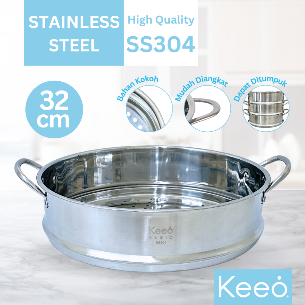 Jual Keeo 32 cm Kukusan Klakat Steamer Stainless Steel SS304 Anti Karat ...