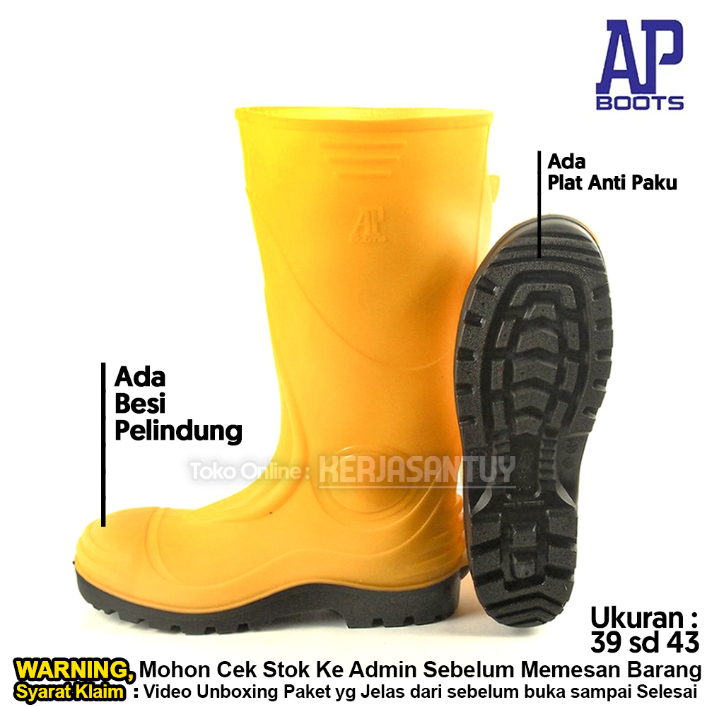 Jual Sepatu Safety Boot AP S5 + Steel Toe Cap + Anti Paku / PVC Rain ...