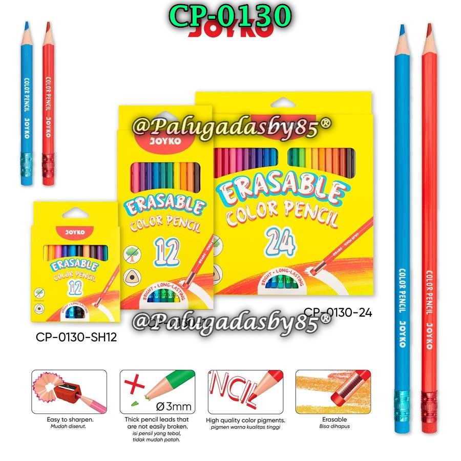 Jual 1 Set Gabungan Pensil Warna Joyko Cp 0130 Erasable Color Pencil