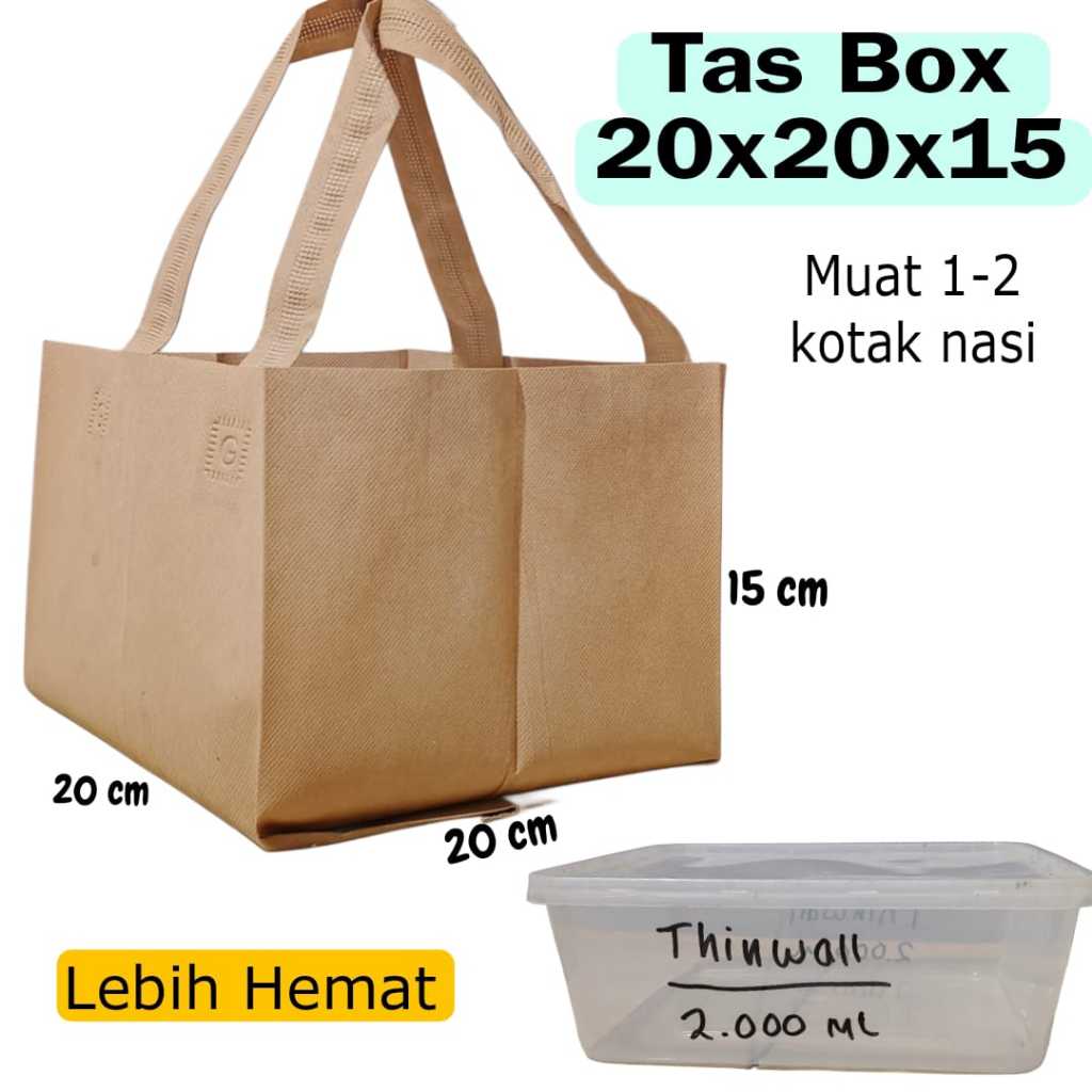 Jual ( Harga Lusin=12 PCS ) Tas Box Dus pres 20x20X15 | Tas Kotak Nasi ...