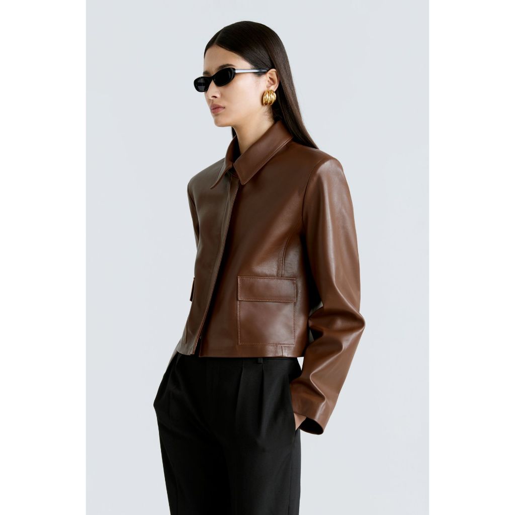 Jual YorJ.id - Jacket Leather Wanita Outter crop | Shopee Indonesia