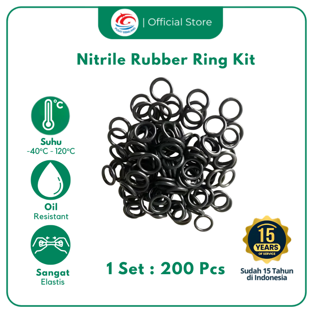 Jual O-Ring Nitrile Rubber O-Ring Kit 200pcs Gasket Seal Tahan Minyak ...