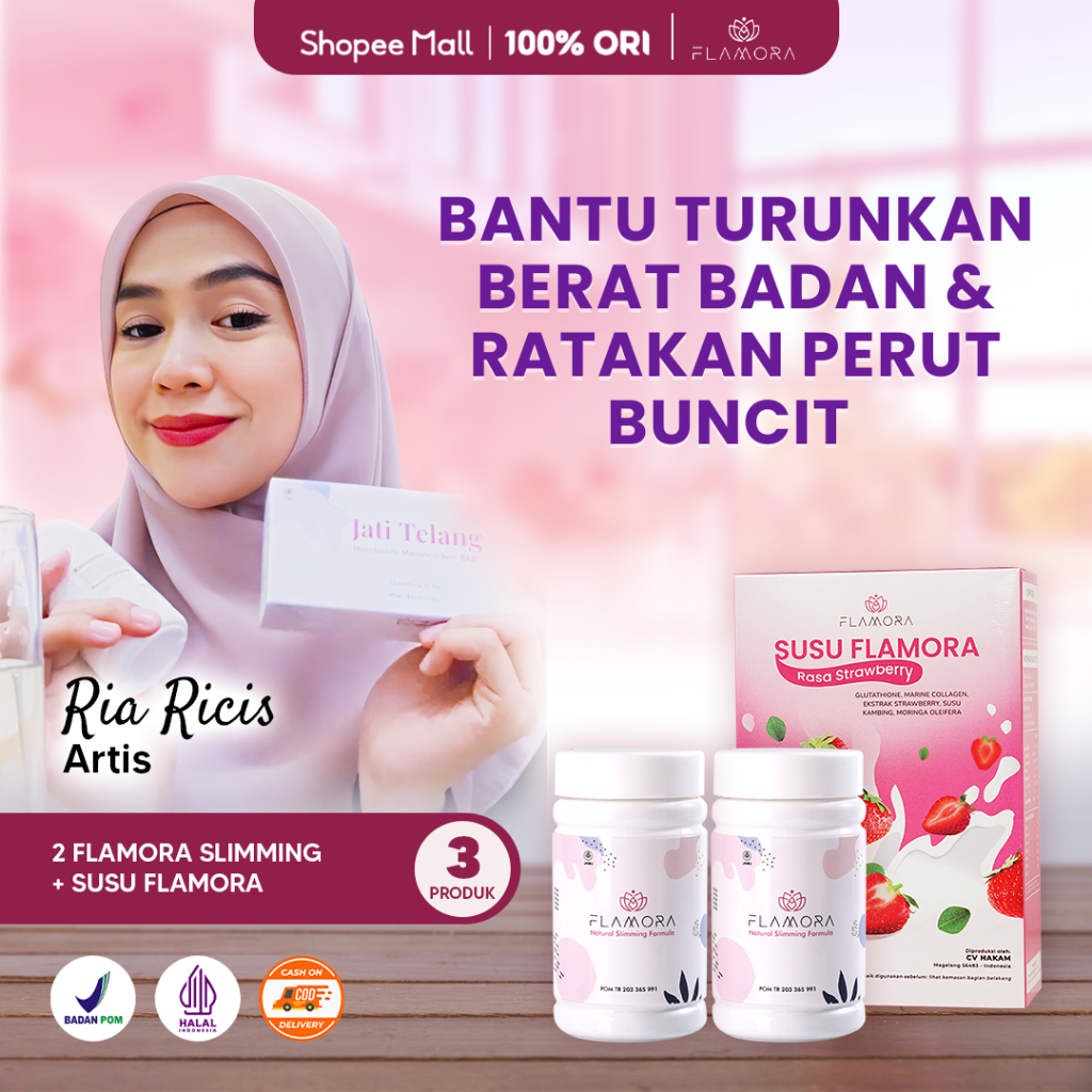 Jual Flamora Slimming | Kapsul Pelangsing + Susu Kolagen Bantu Turunkan ...
