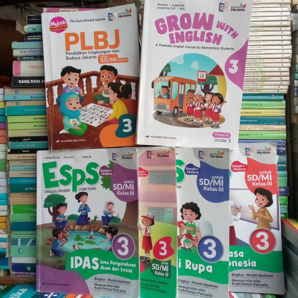 Jual Buku Bekas PLBJ, grow with English, Ipas, Pendidikan Pancasila, Seni Rupa, Bahasa Indonesia ...