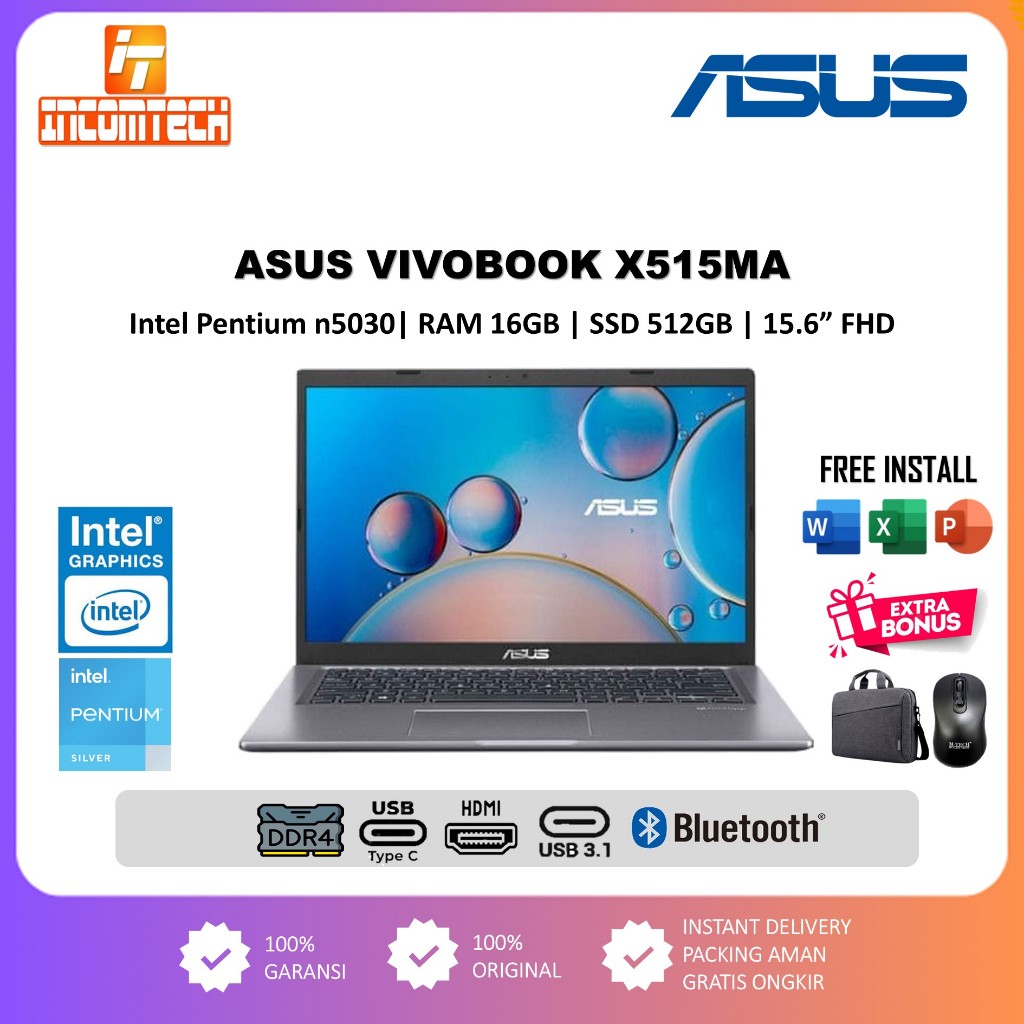 Jual Laptop Asus Vivobook X515MA Intel Pentium N5030 16GB 512GB FHD ...