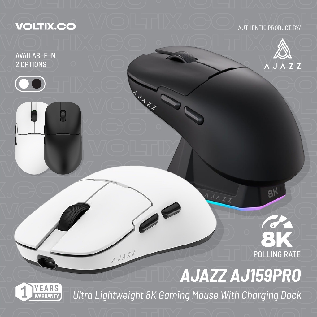 Jual Ajazz AJ159 PRO 8K Gaming Mouse Three Mode PAW3395 up to 26000 DPI with Magnetic Charging ...