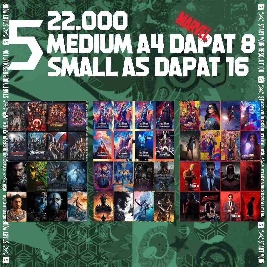 Jual Paket Bundle 8 Poster Film Marvel Cinematic Universe Vol.5 / MCU ...