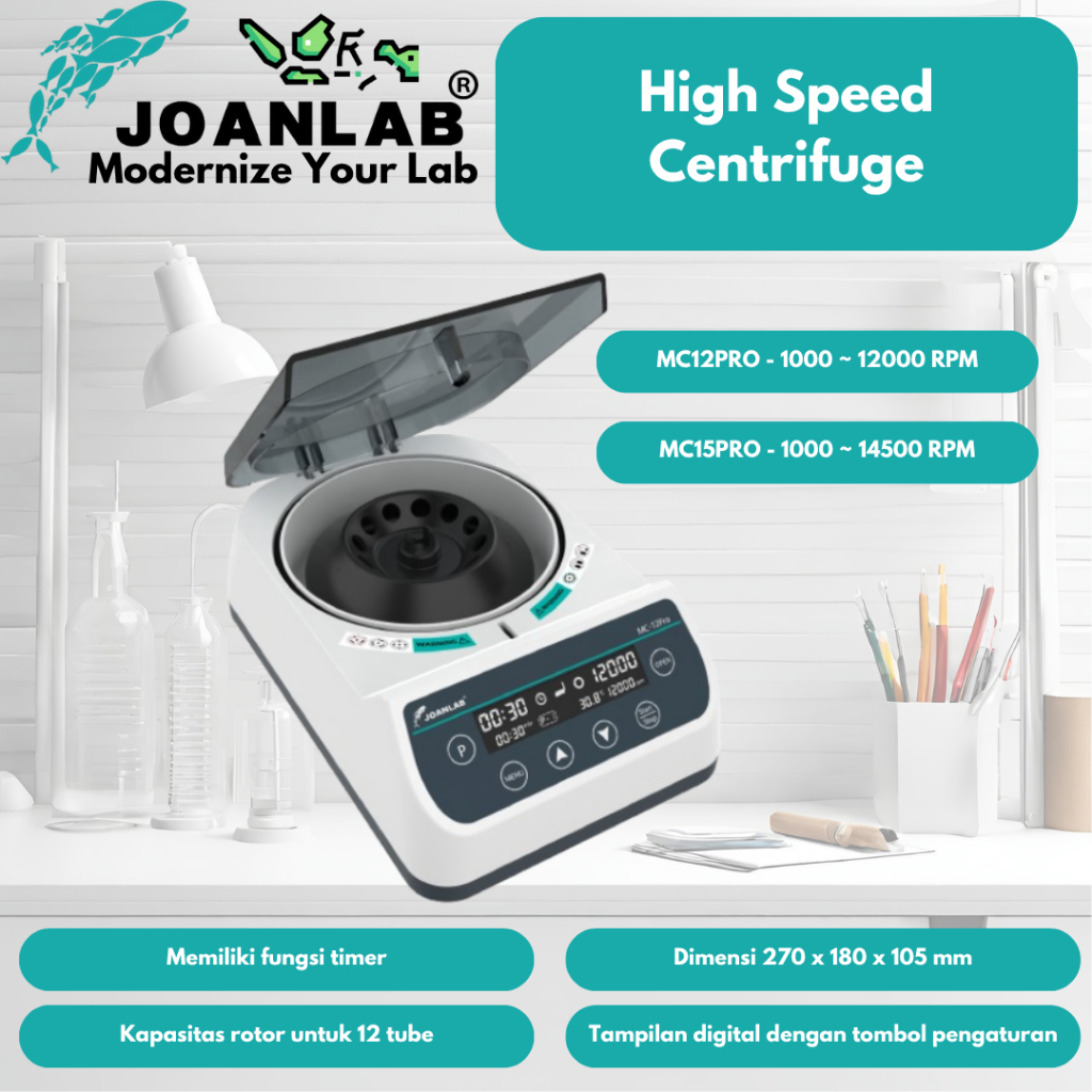 Jual JOANLAB High Speed Centrifuge Mesin Sentrifugal Kecepatan Tinggi 12000/14500 RPM MC12PRO ...