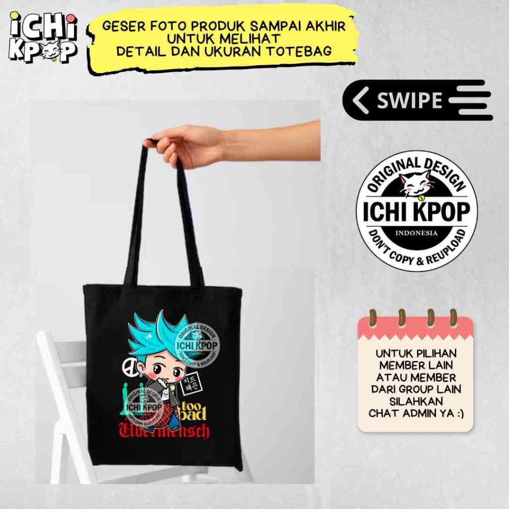 Jual Totebag G-DRAGON GD BIGBANG TOO BAD ubermensch kpop fanart korea ...