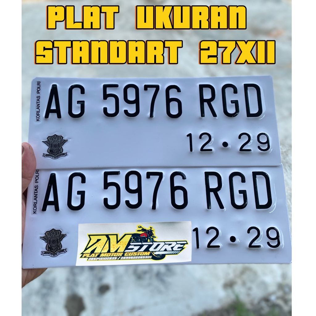 Jual PLAT MOTOR UKURAN STANDART TEKUK 27x11 SEPASANG DEPAN BELAKANG ...