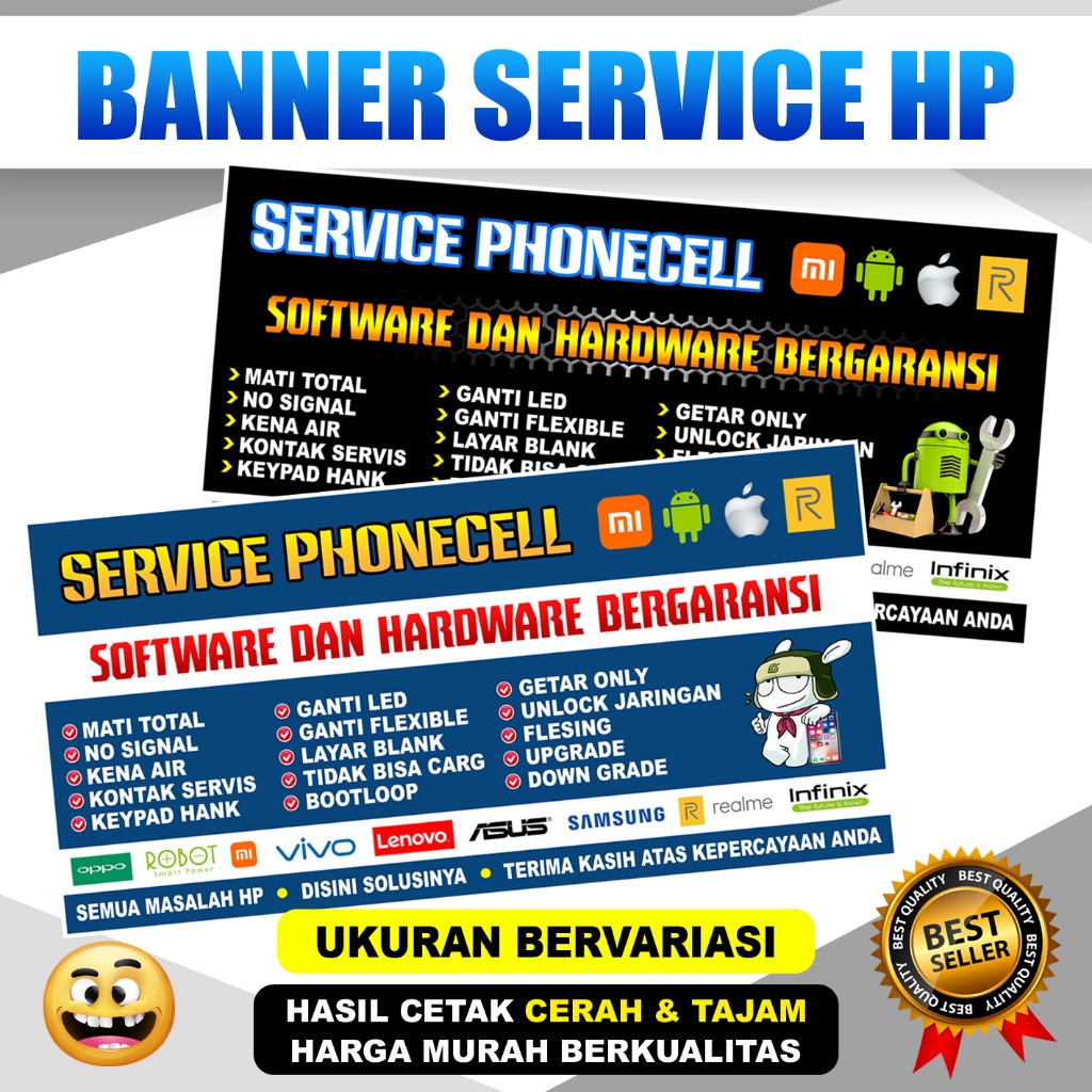 Jual BANNER SPANDUK KONTER SERVIS SERVICE HAPE MURAH UKURAN 2 METER ...