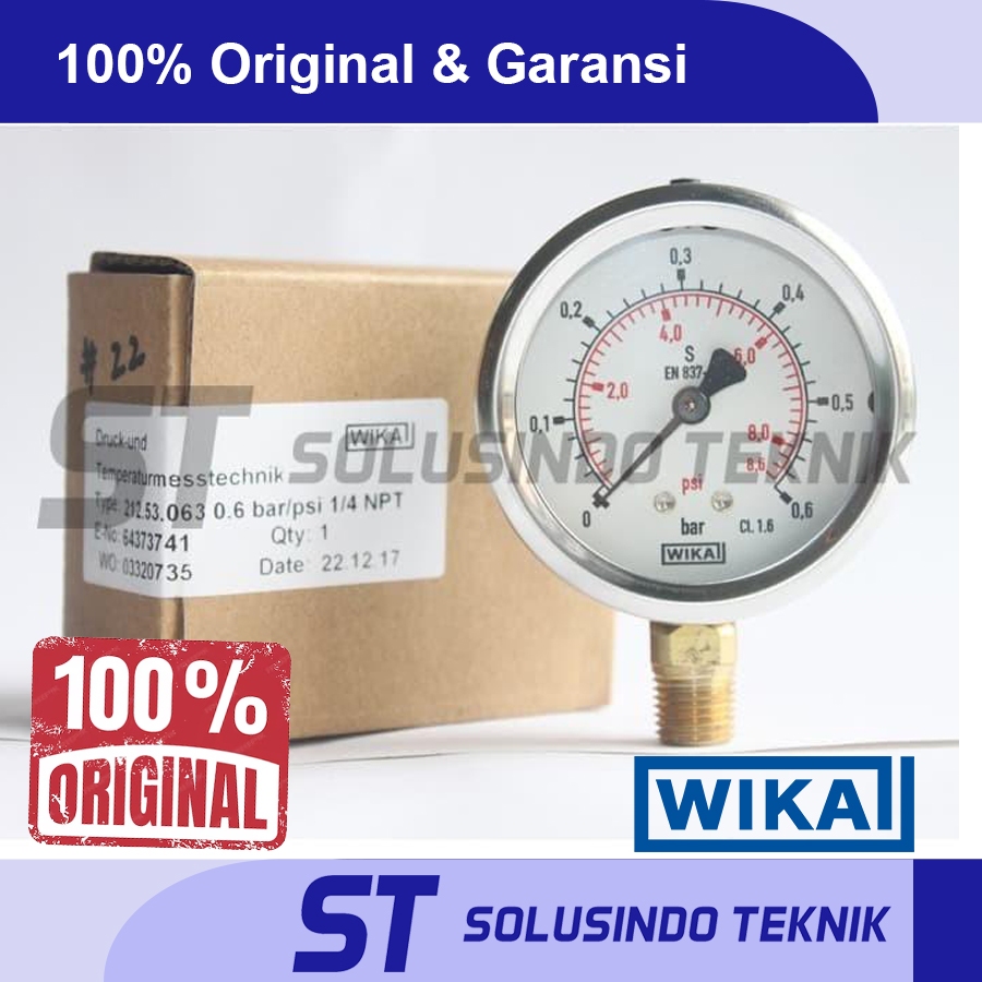 Jual Wika pressure gauge 2,5" range BAR/PSI 1/4" NPT kuningan bottom raket | Shopee Indonesia