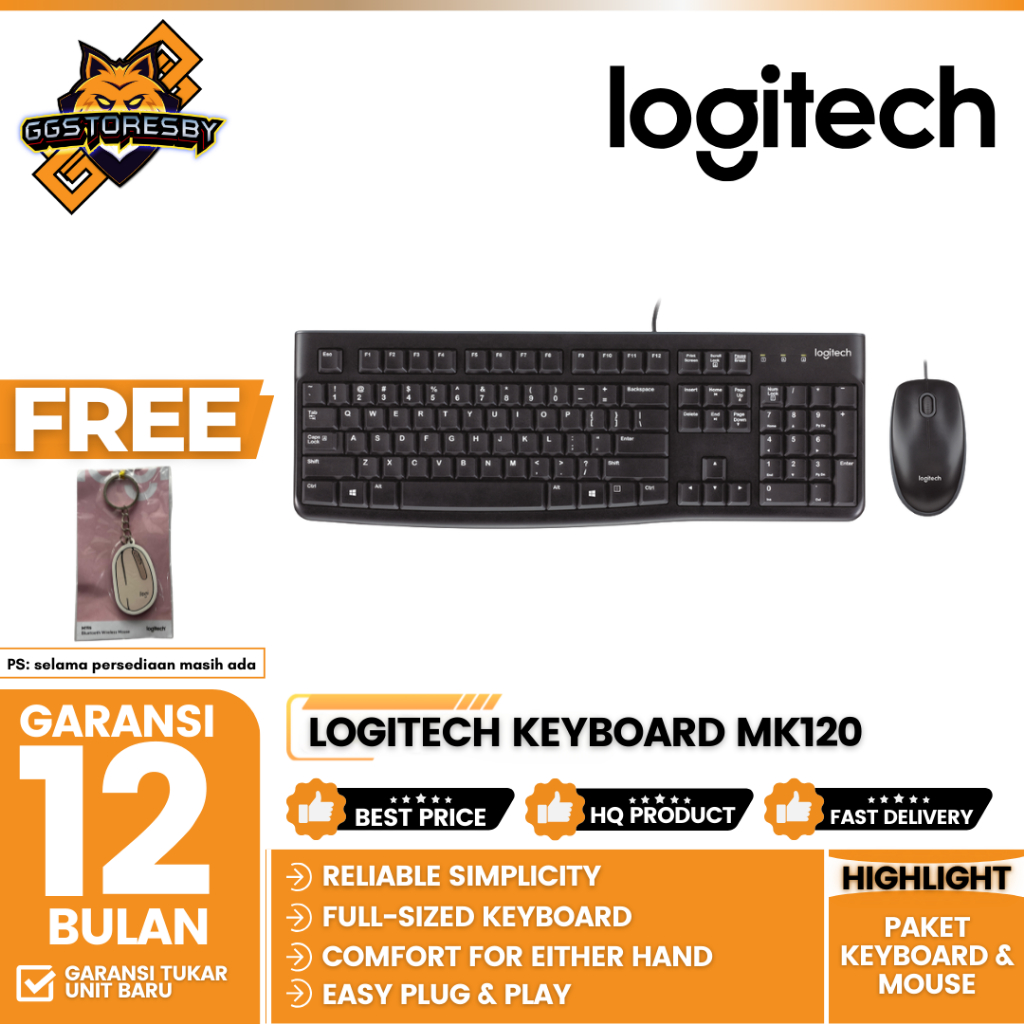 Jual Logitech PAKET Keyboard MK120 USB MK 120 ORIGINAL | Shopee Indonesia