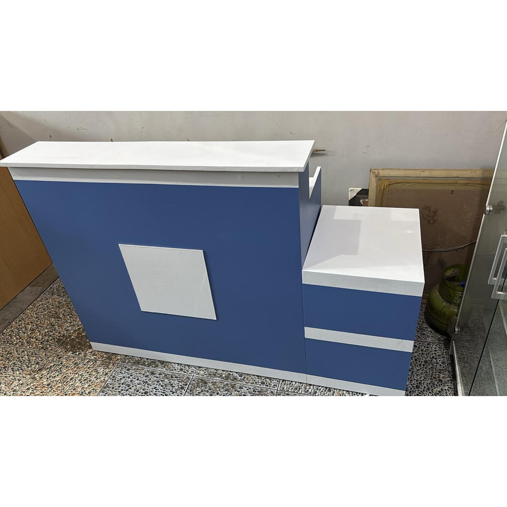 Jual meja kasir Laundry Biru | 150x50x100cm | Shopee Indonesia