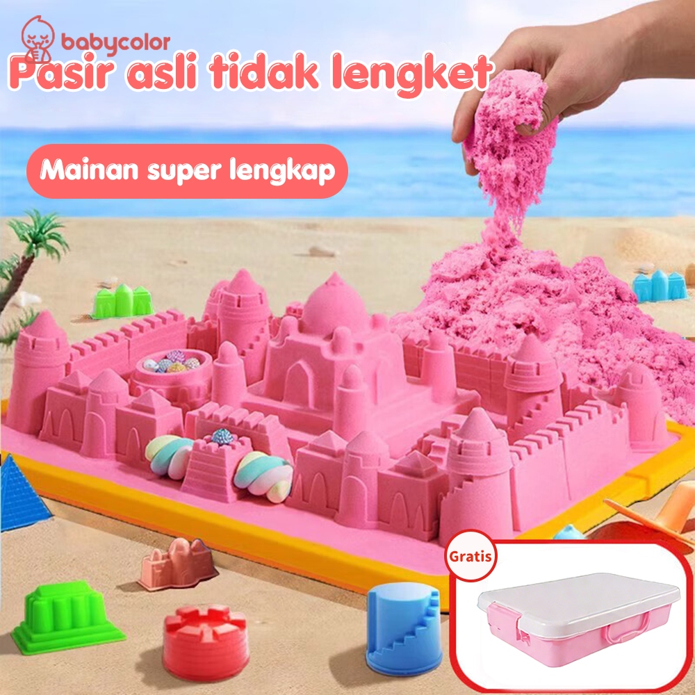 Jual BABYCOLOR 2KG DIY Mainan Pasir Ajaib Set Tanah Liat Plastisin Magic Sand + Box + Inflatable ...