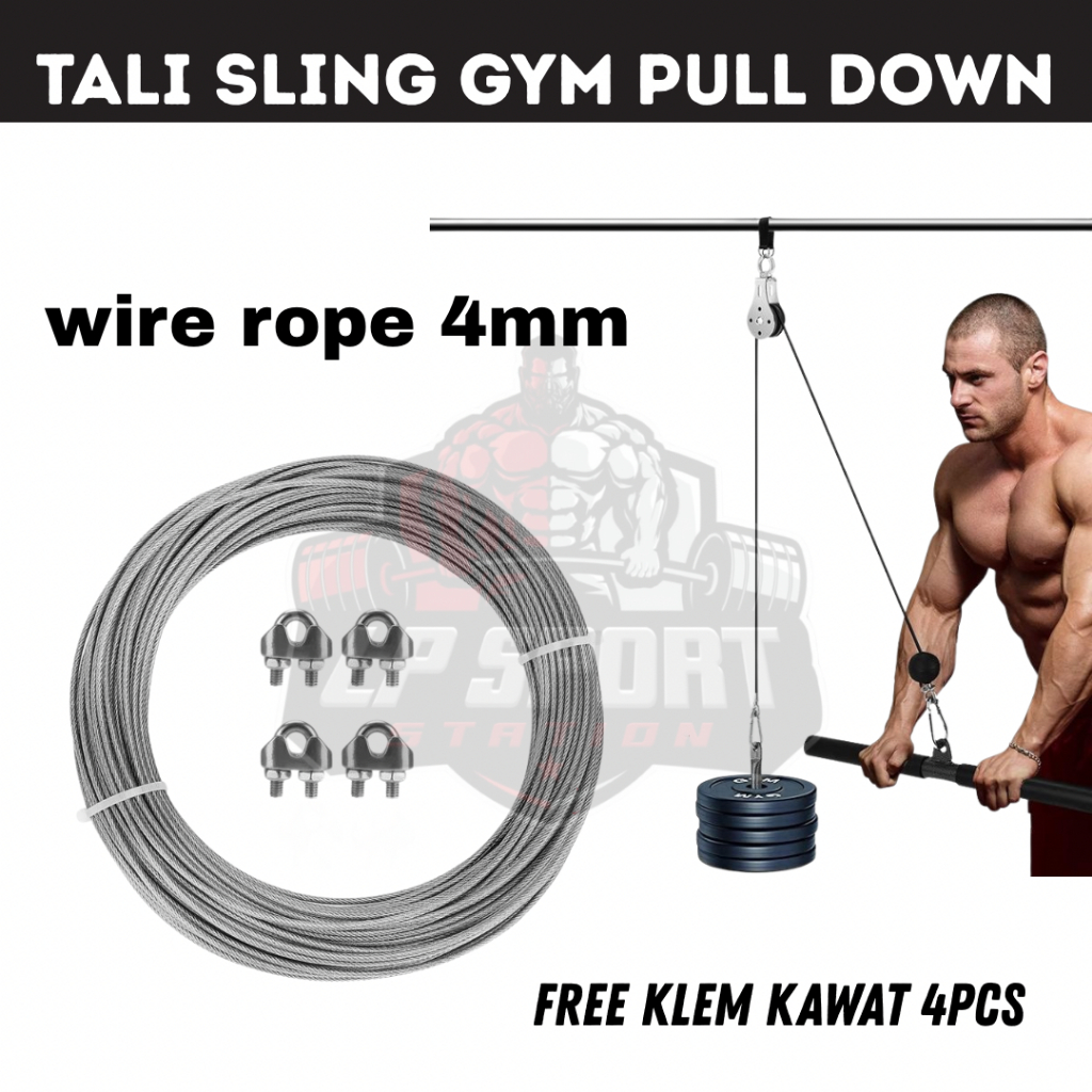 Jual Tali Sling Gym Baja Wire Rope Pull Down Alat Fitness Heavy Duty ...