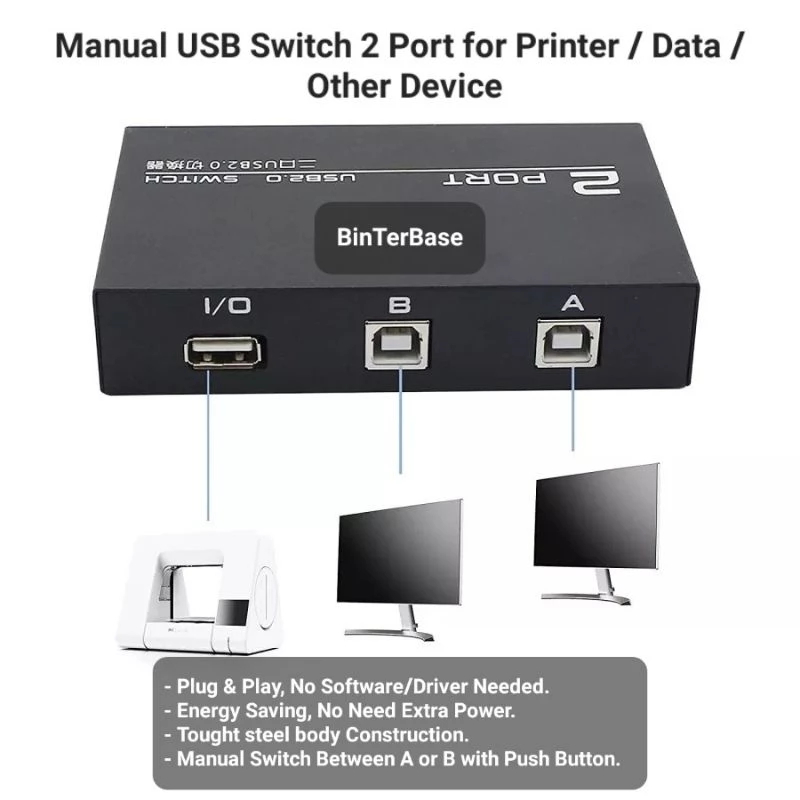 Jual Manual USB Switch Printer 2 port / Cabang Printer / Data alat 1 ...