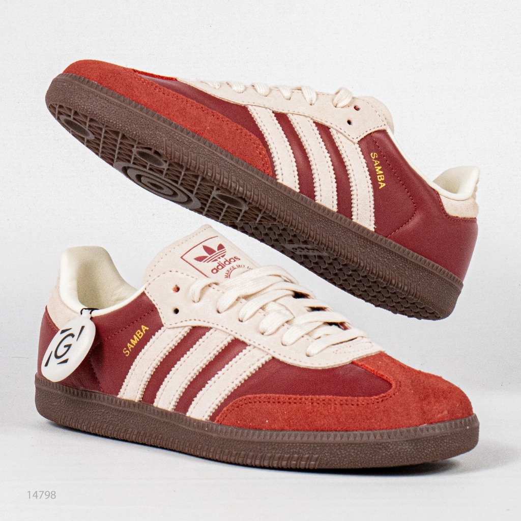 Jual Sepatu Samba OG Preloved Ruby Red Cream White Sneakers Authentic ...