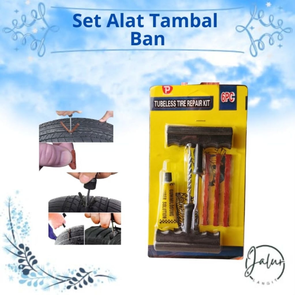 Jual Alat Tambal Ban Set 6 pcs Tubles / Tembel Ban Bocor Tubeless Motor ...