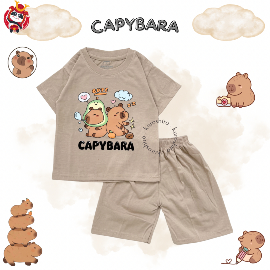 Jual KUROSHIRO - Setelan Baju Anak 1-9 Tahun Capybara Kaos Anak Unisex ...