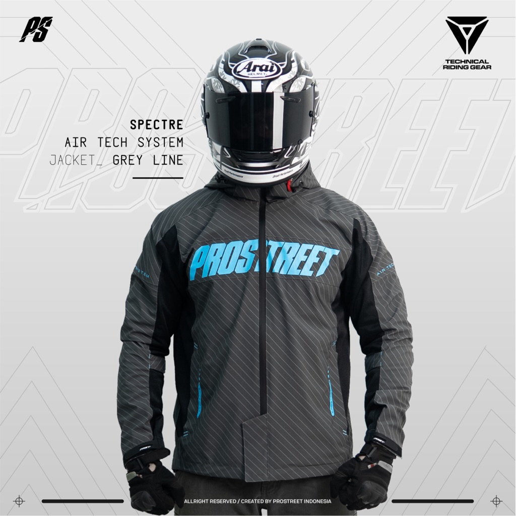 Jual JAKET PROSTREET SPECTRE AIR TECH SYSTEM GREY LINE ORIGINAL ...