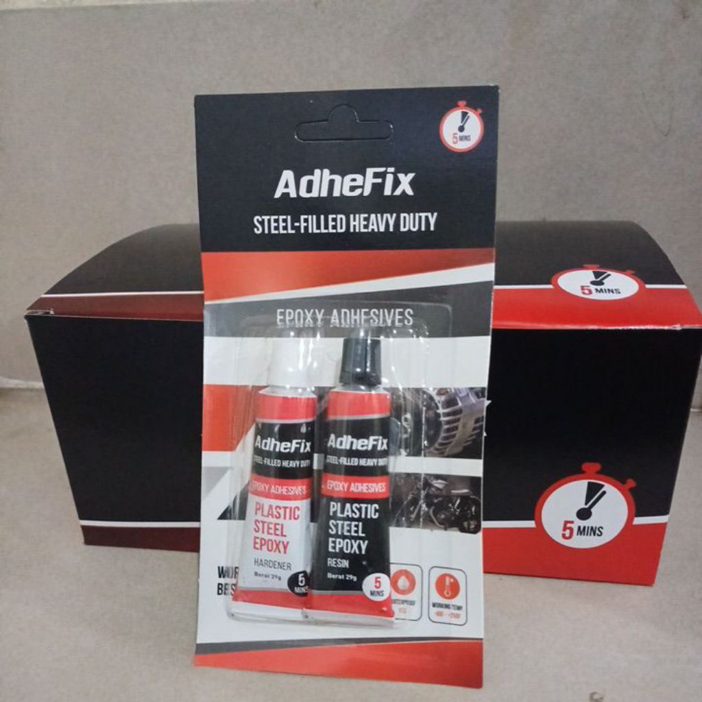 Jual HARGA 1BOX ISI 12 PCS LEM EPOXY ADHEFIX LEM BESI HITAM PUTIH ...