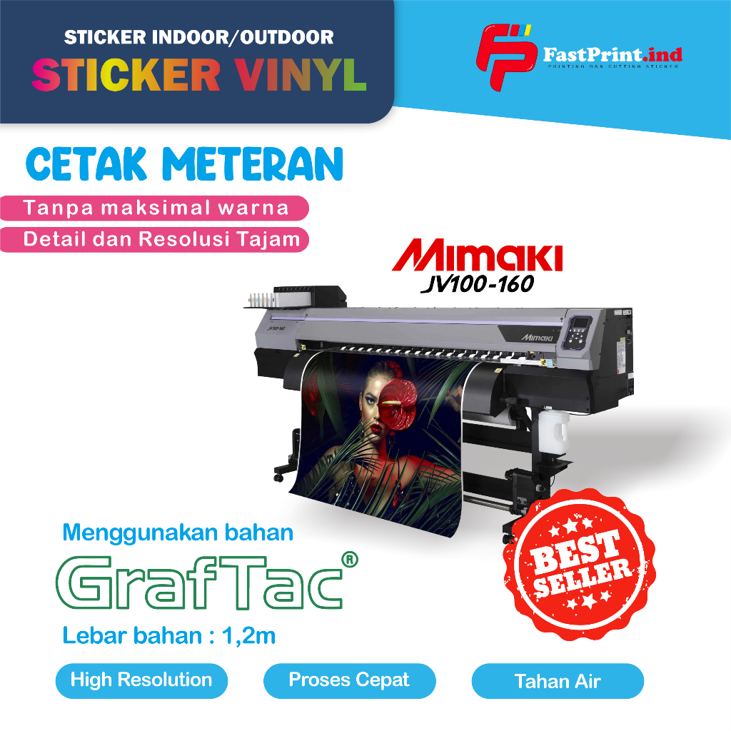 Jual Cetak Sticker Vinyl Graftac Meteran indoor Outdoor | Print Sticker ...
