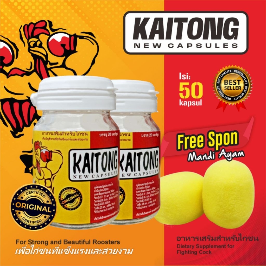 Jual KAITONG ORIGINAL isi 50 kapsul suplement ayam laga thailand ...