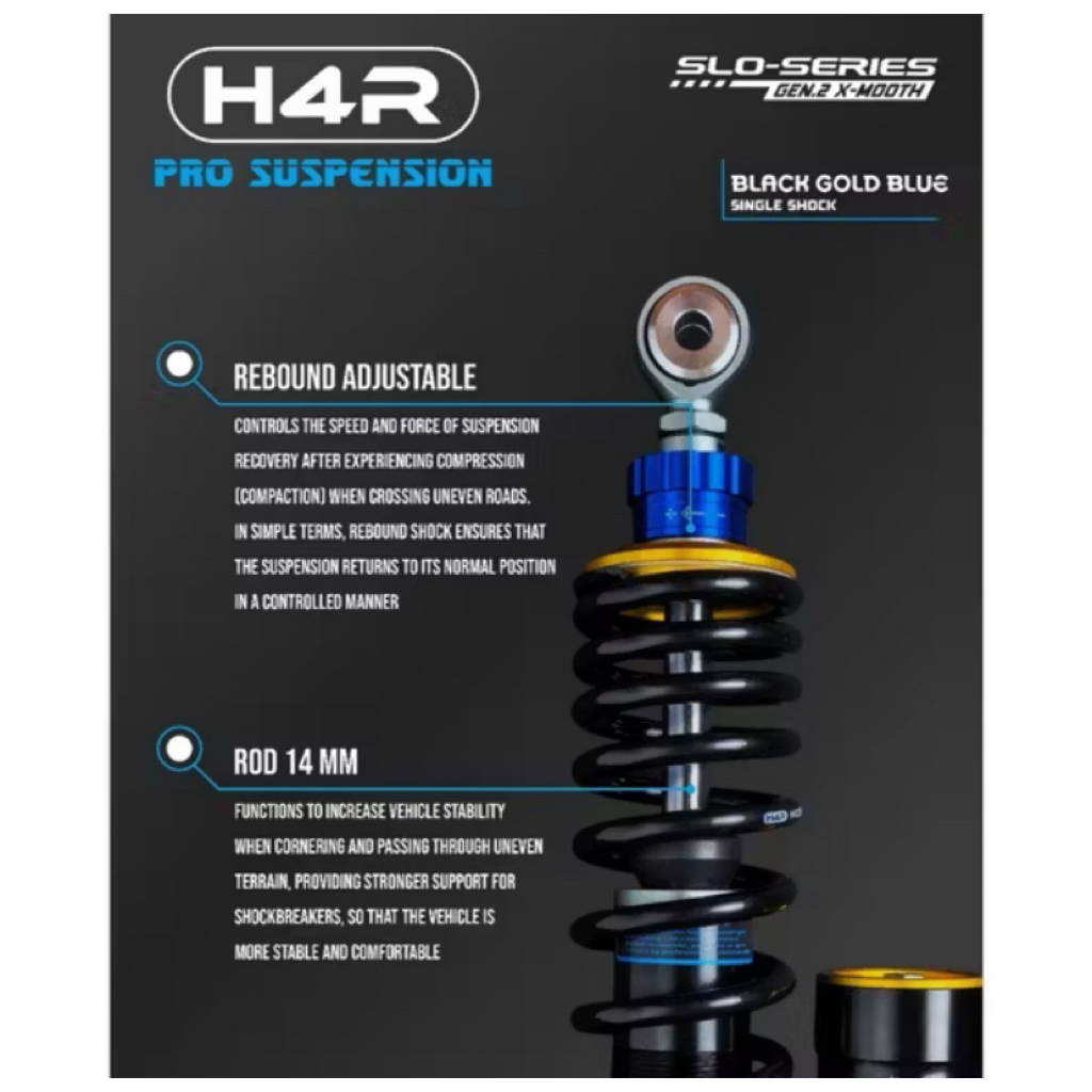Jual H4R Shockbreaker Tabung Bawah SLO Gen 2 X-Mooth Matic 330Mm 340Mm ...