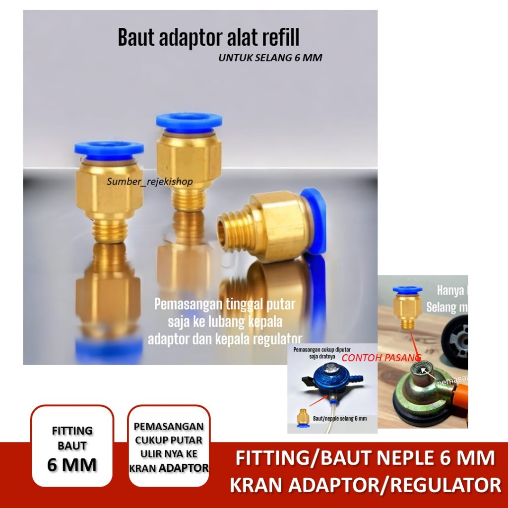Jual Spare part baut adaptor alat Refill gas portabel 6 mm | Shopee ...