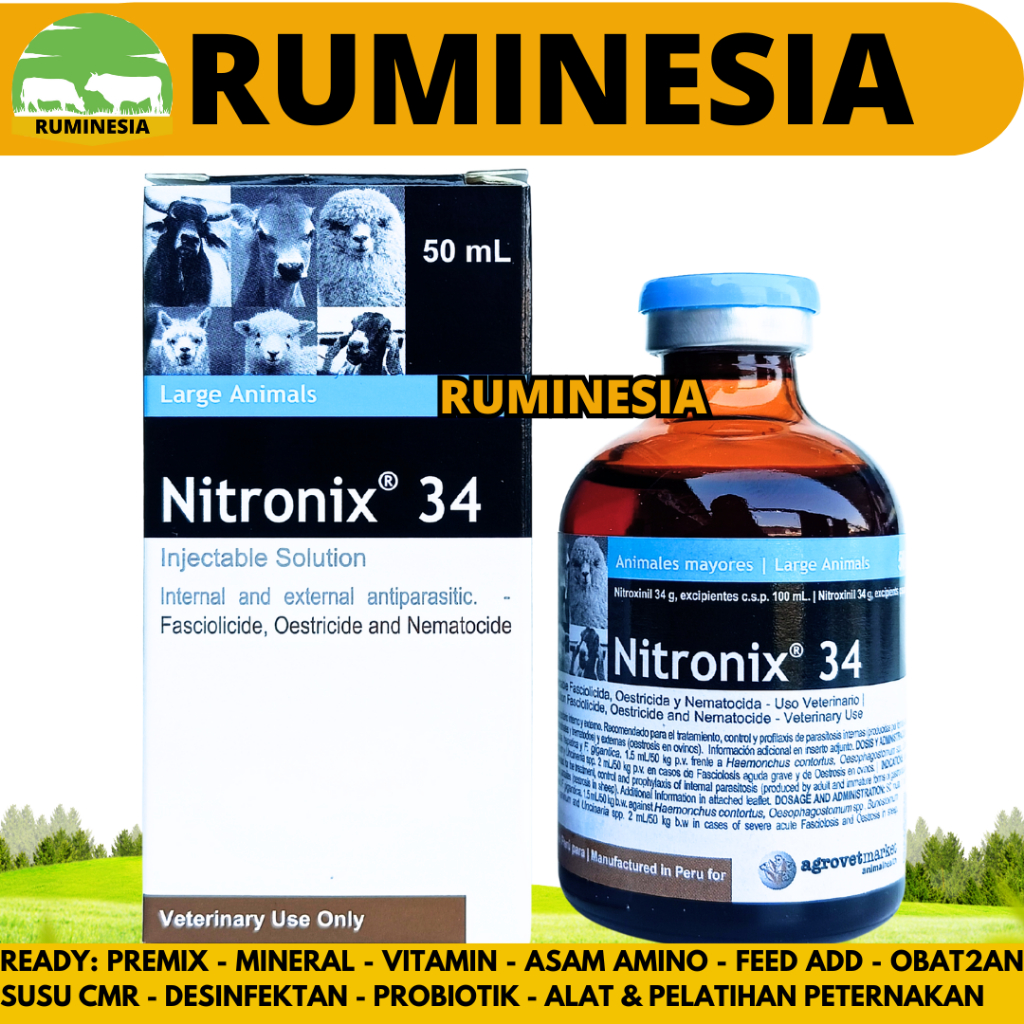 Jual NITRONIX-34 50ML AGROVET - Obat Cacing Hati Sapi Paling Ampuh ...
