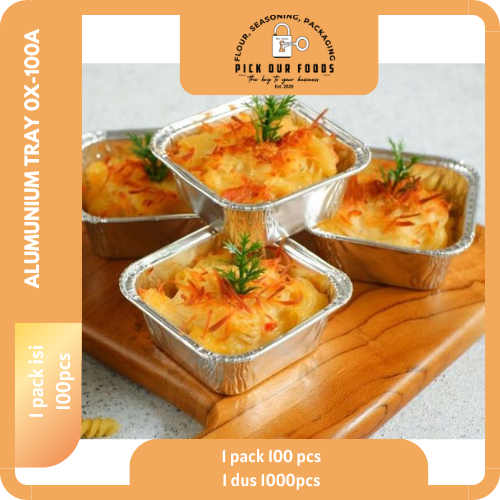 Jual OX-100 A Tray Alumunium Foil Kotak Wadah Cup Kotak Lasagna Macaroni Pastel Tutup | Shopee ...