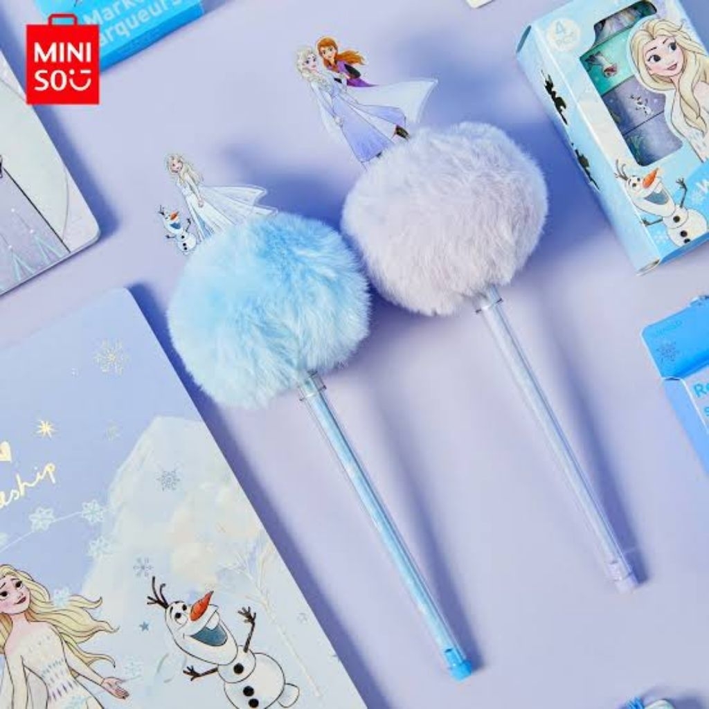Jual MINISO FROZEN GEL PEN POM POM BOLPOIN GEL ELSA ANNA | Shopee Indonesia