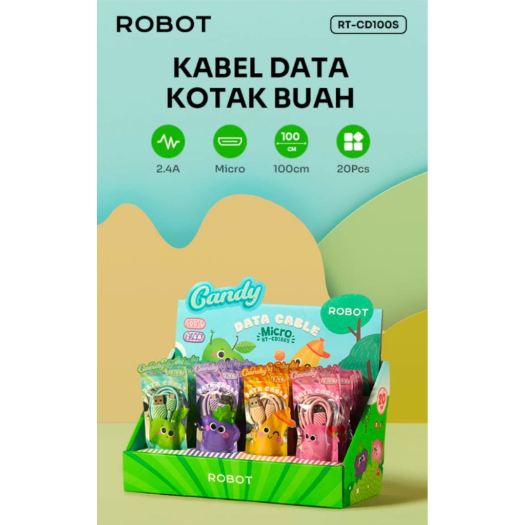 Jual Kabel Robot RT-TC100S/RT-CD100S type-C/micro 1box isi 20pcs ...