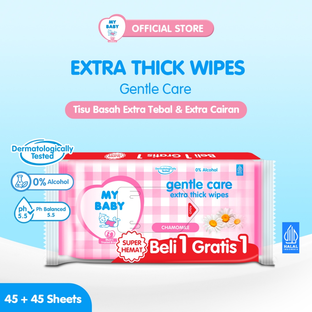 Jual MY BABY Extra Care Wipes Gentle Care 45 + 45 Sheets - Tisu Basah ...