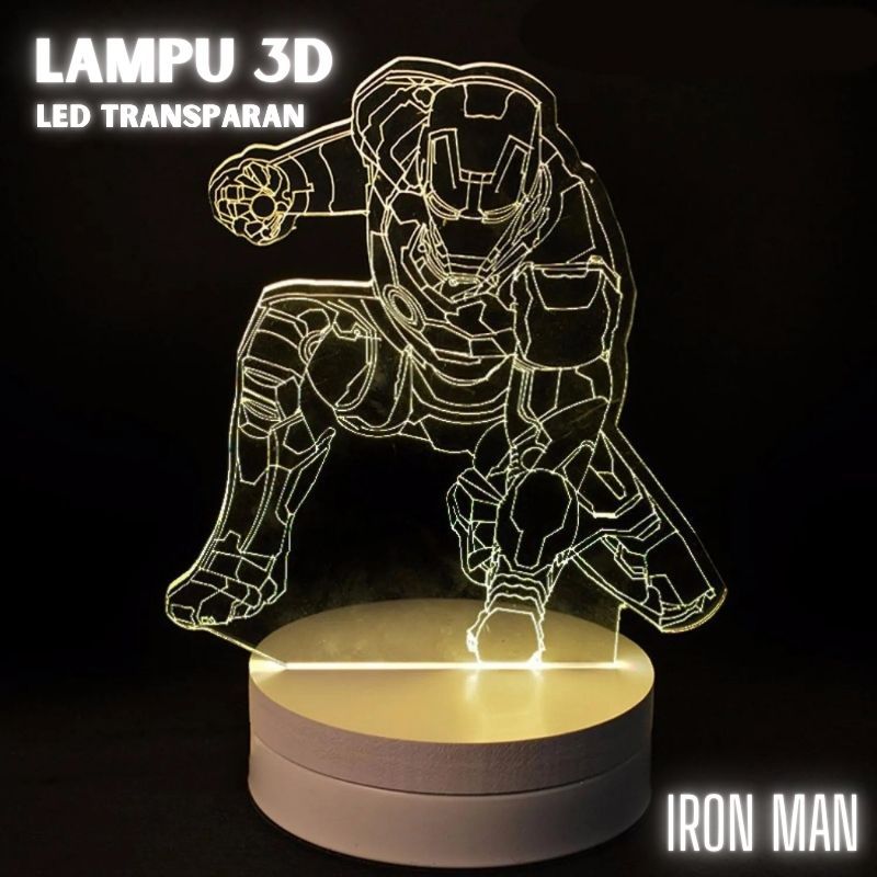 Jual Lampu 3D LED Transparan Design Iron Man | Shopee Indonesia