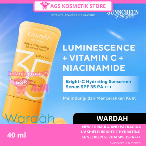 Jual KEMASAN BARU WARDAH UV Shield SPF 35PA+++ Bright-C Hydrating Sunscreen Serum 40ml | Shopee ...