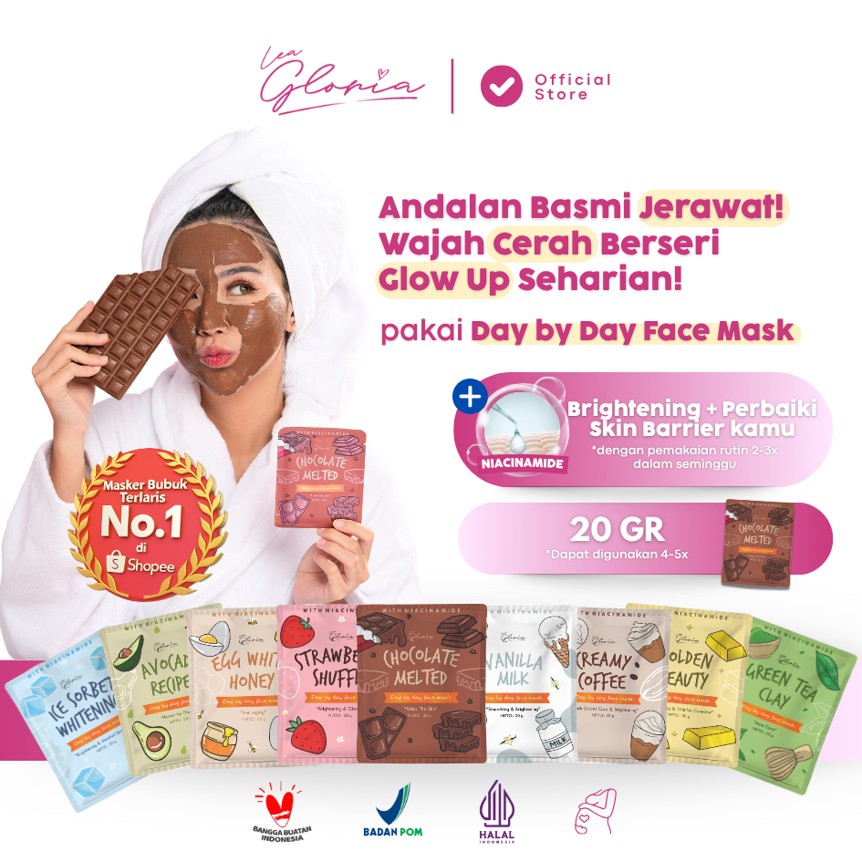 Jual Lea Gloria - Day by Day Face Mask - Masker Bubuk - Masker Viral Size 20 GR - Mencerahkan ...