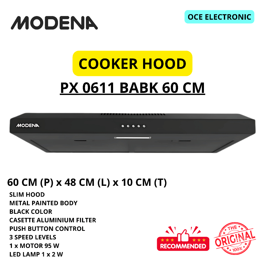 Jual COOKER HOOD MODENA PX 0611 BABK 60 CM PENGHISAP ASAP DAPUR [GARANSI RESMI] | Shopee Indonesia