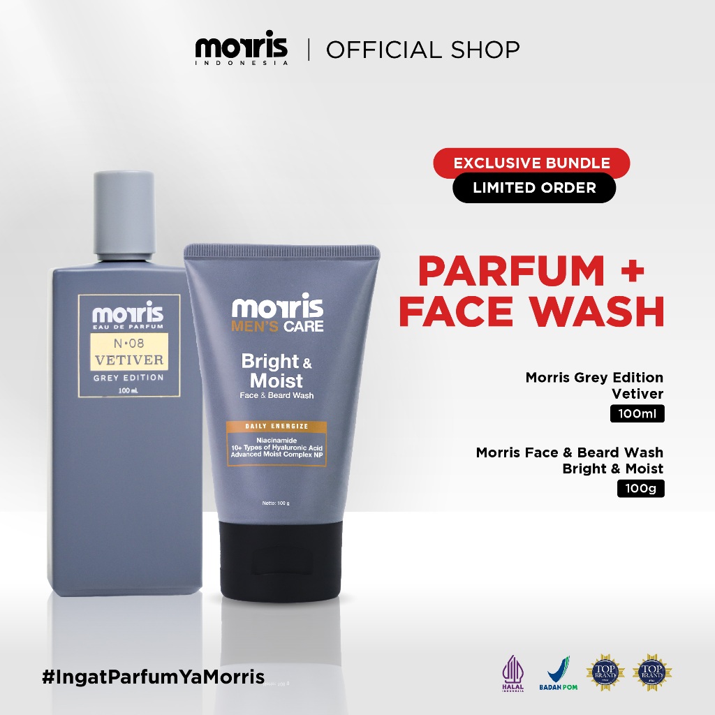Jual EXCLUSIVE BUNDLE - MORRIS Grey Edition X Facial Wash Bright and ...