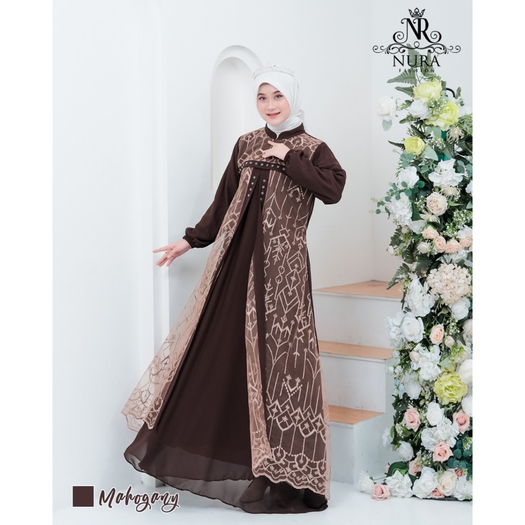 Jual Chafia Dress Gamis Cerutty Mix Brokat Kombinasi Swarovsky Mewah ...