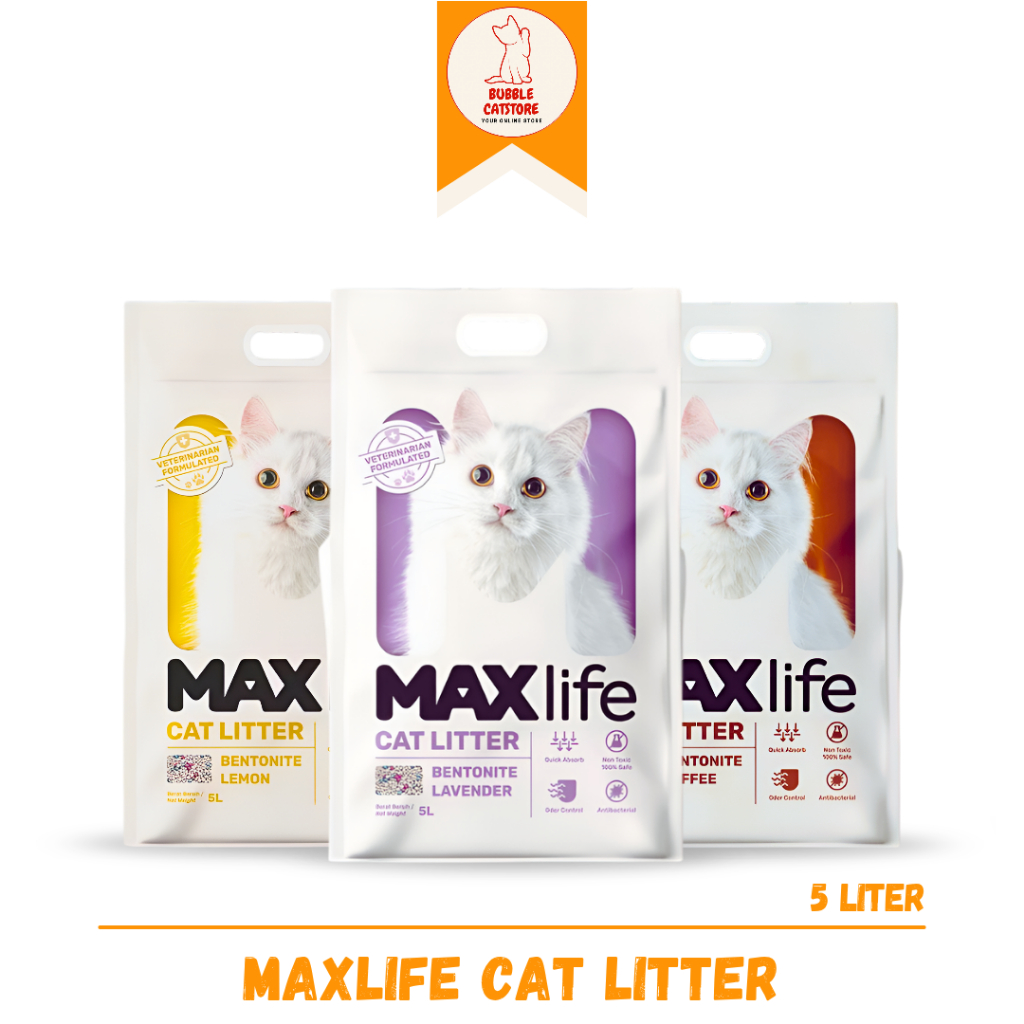 Jual [5 liter] MAXLife Cat Bentonite Litter Pasir Kucing Gumpal Wangi ...