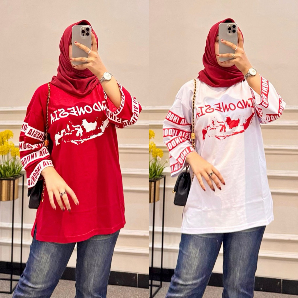 Jual KAOS OVERSIZE KEMERDEKAAN// ATASAN MERAH PUTIH INDONESIA STANDAR ...