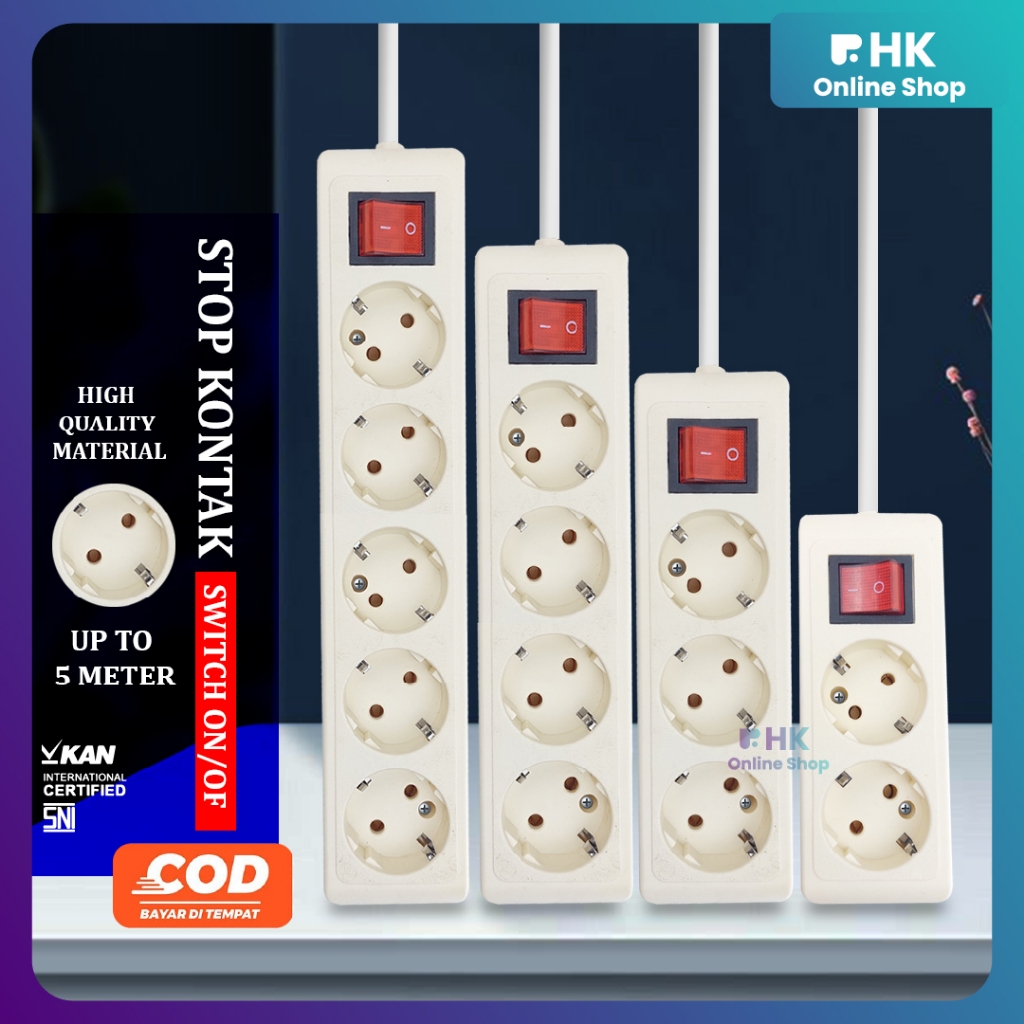 Jual Stop Kontak Kabel 2/3/4/ 5 Lubang 1.5M/3M/5M Meter Colokan Listrik Berkualitas Ber- SNI ...