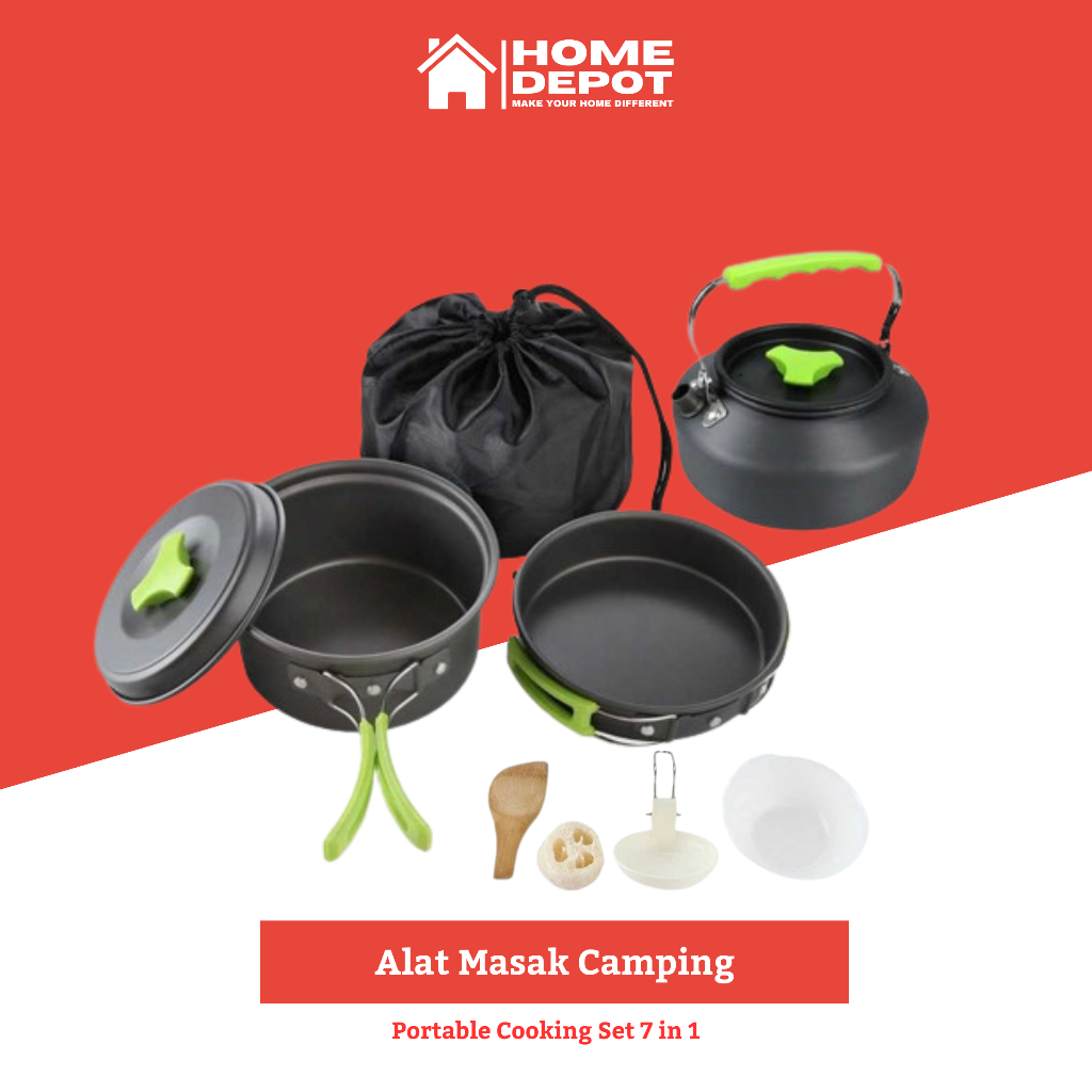 Jual Alat Masak Camping Portable Cooking Set 7 in 1 | Shopee Indonesia