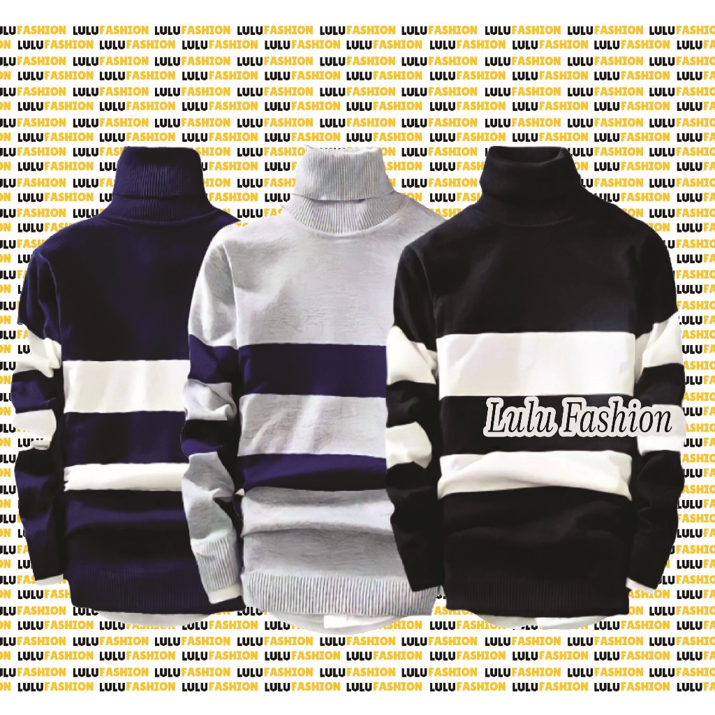 Jual LULUSTORE.CO.ID - SWEATER RAJUT KERAH TINGGI GARIS GARIS 14 GET BAHAN HALUS & TEBAL PREMIUM ...