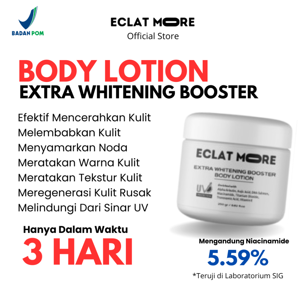 Jual ECLAT MORE - BODY LOTION EXTRA WHITENING BOOSTER 250ML | Pemutih Kulit | Memutihkan Kulit ...