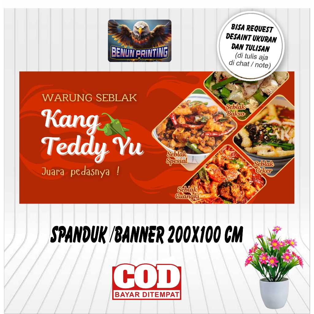 Jual Spanduk Banner Warung Sehah Seblak Terbaru Costum Desain Ukuran ...