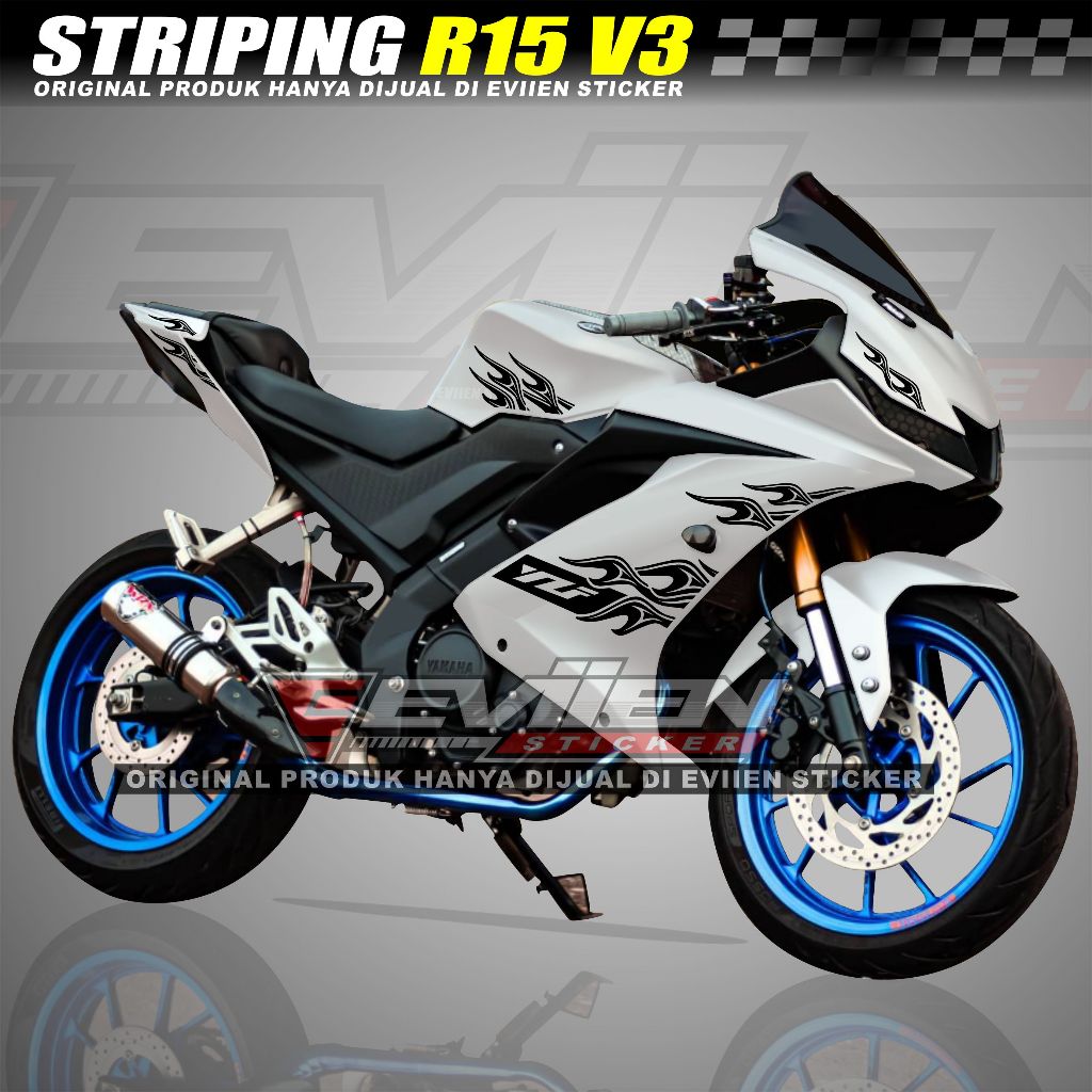 Jual Stiker Striping Motor R15 V3 Motif Api Livery SS R Cutting Sticker ...